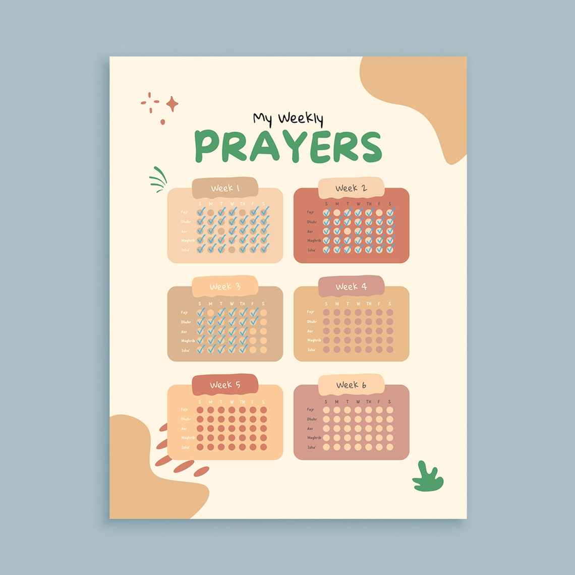 Salah Tracker | Muslim Prayer Tracker | Salah Tracker Checklist ...