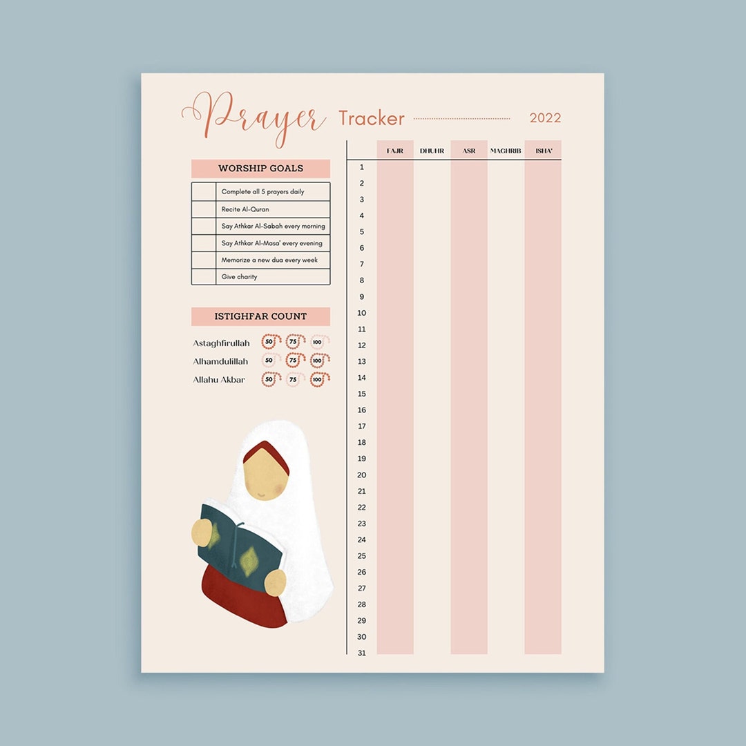 Muslim Prayer Tracker: Islamic Salah Checklist (digital Download) - Etsy