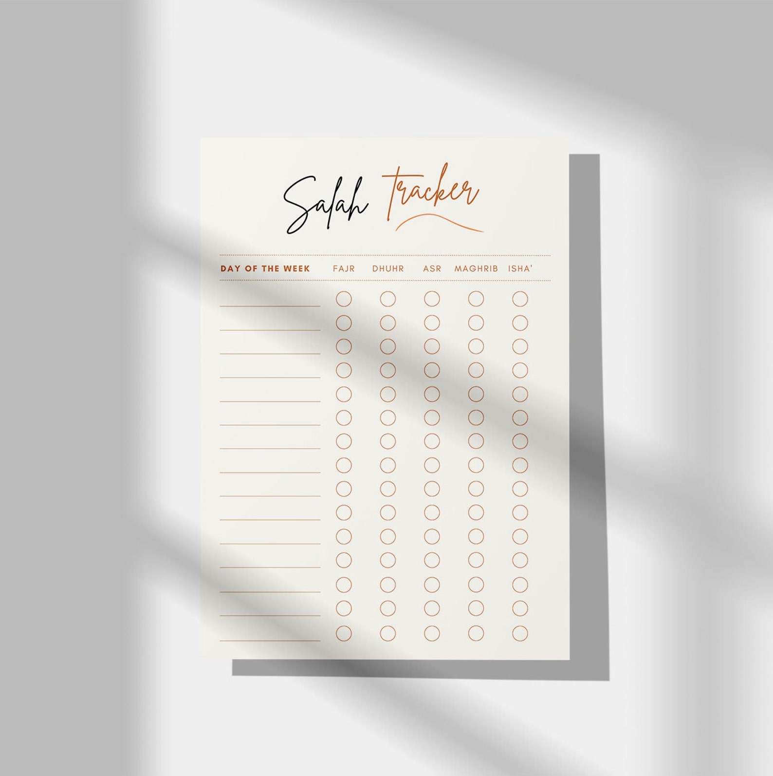 Salah Tracker | Muslim Prayer Tracker | Salah Tracker Checklist ...