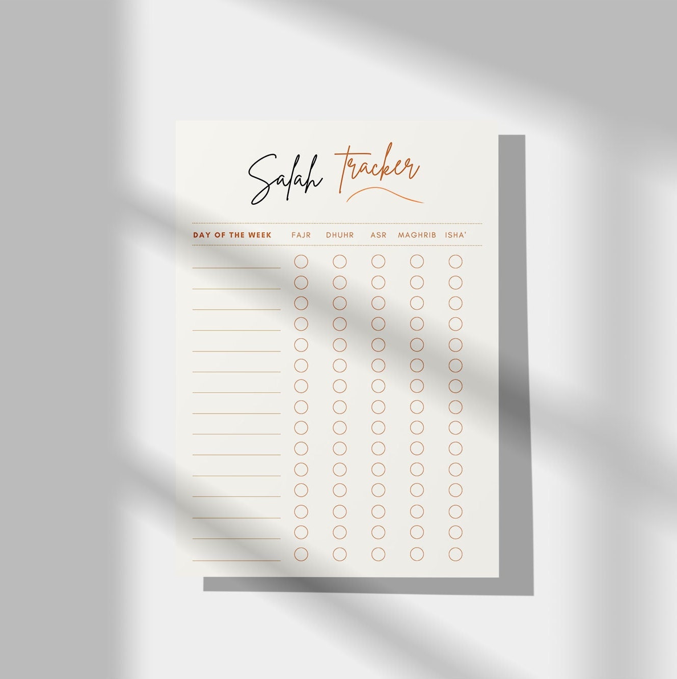 Salah Tracker | Muslim Prayer Tracker | Salah Tracker Checklist ...