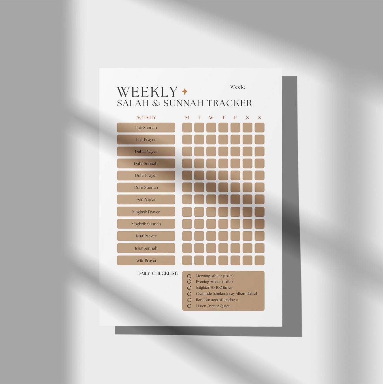 Salah Tracker | Muslim Prayer Tracker | Salah Tracker Checklist ...