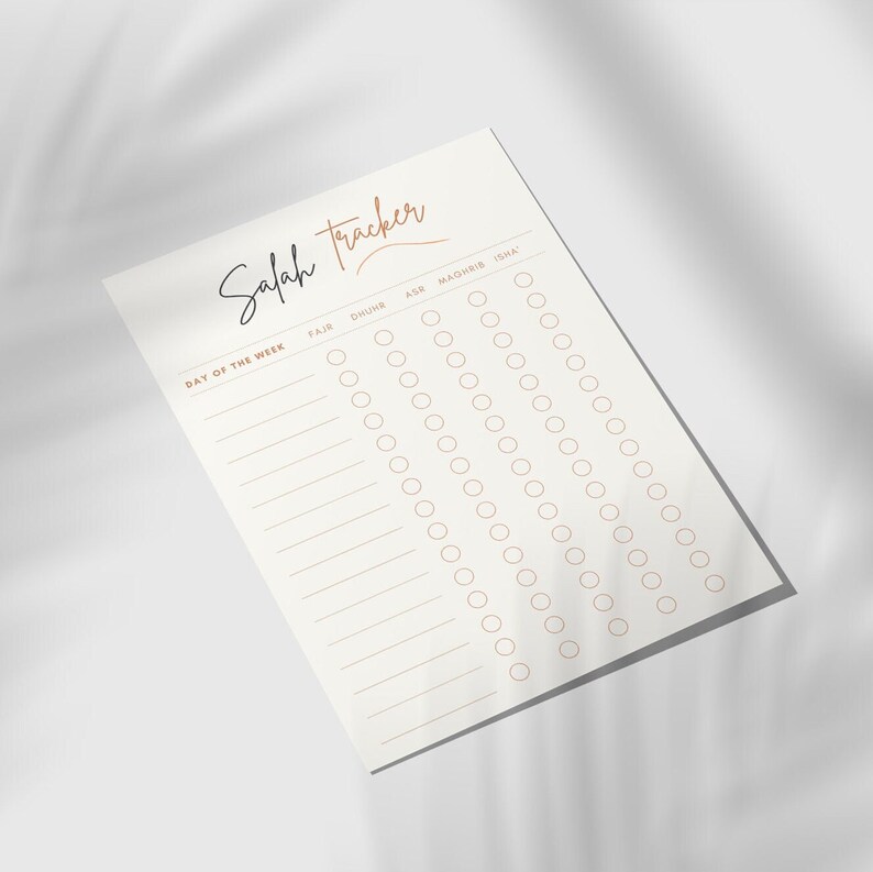 Salah Tracker | Muslim Prayer Tracker | Salah Tracker Checklist ...