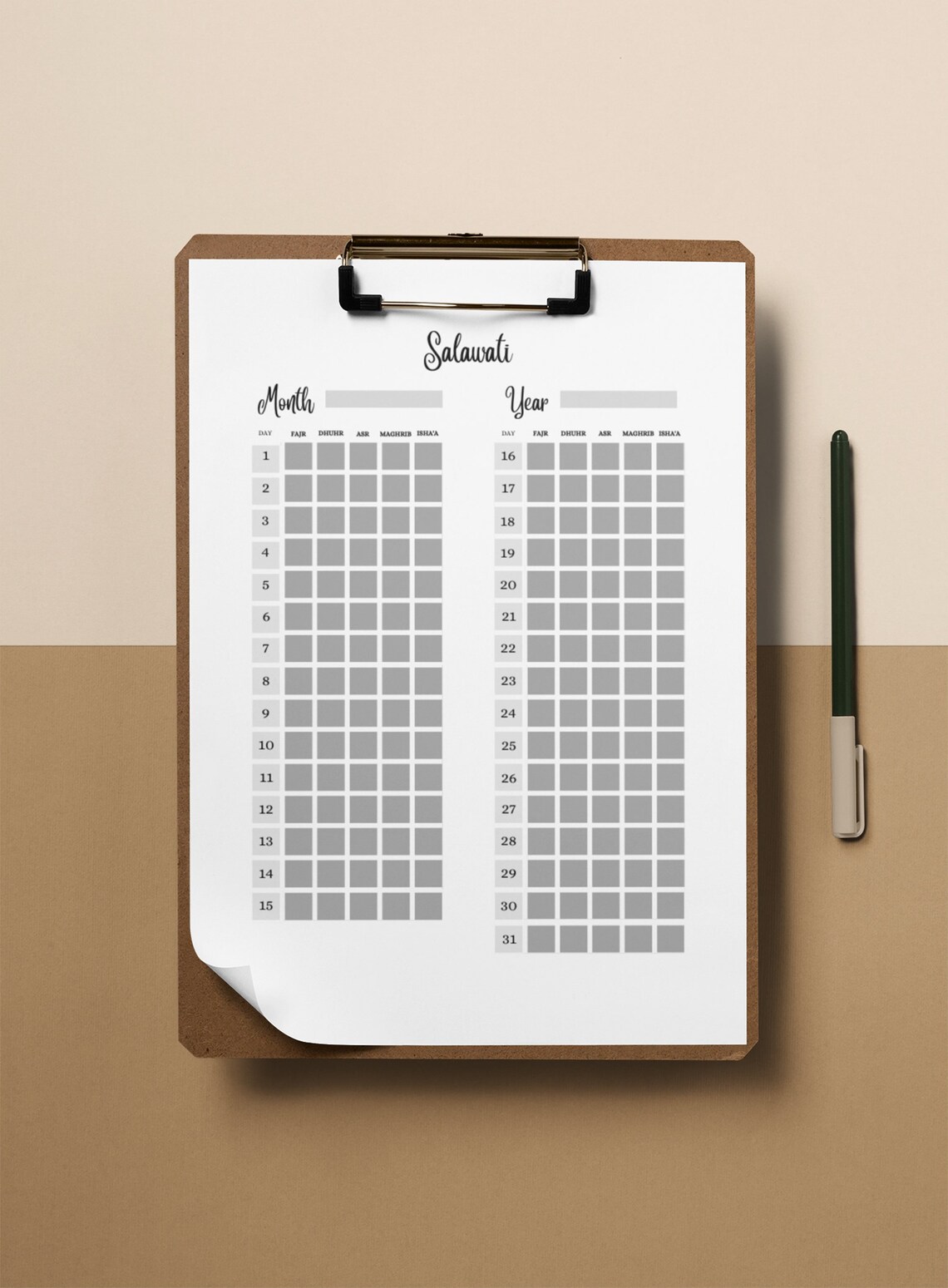 Salah Tracker: Simple Muslim Prayer Checklist (digital Download) - Etsy