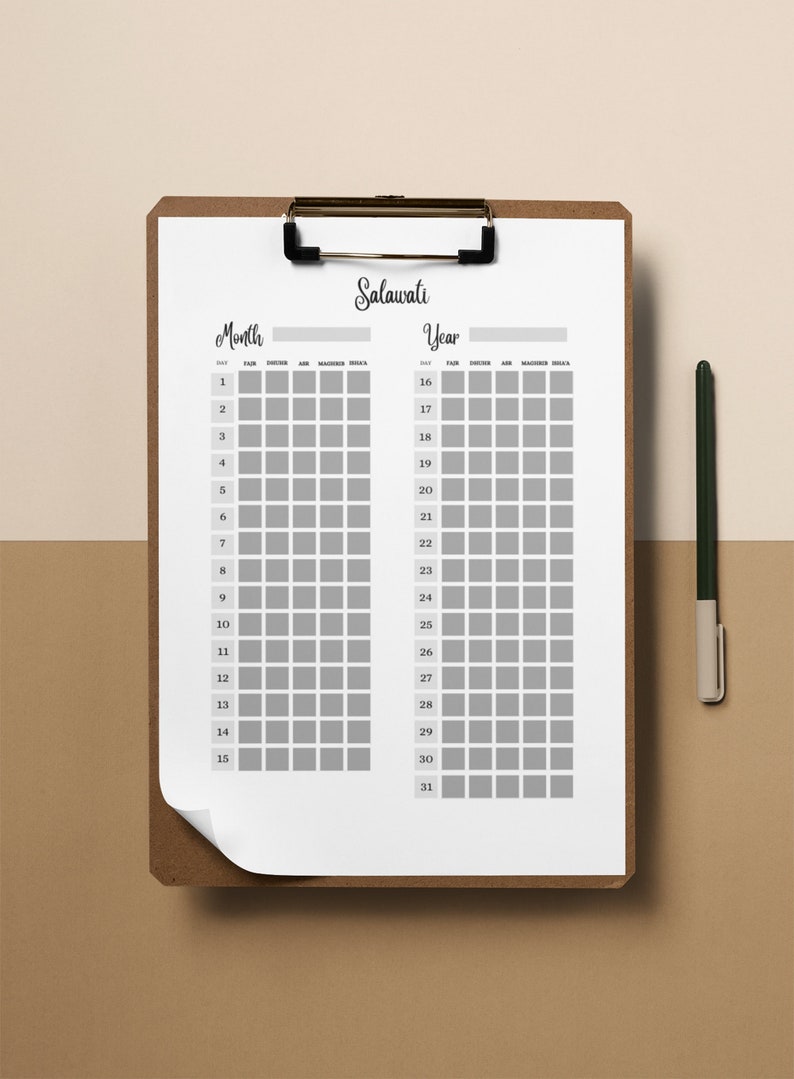 Salah Tracker: Simple Muslim Prayer Checklist (digital Download) - Etsy