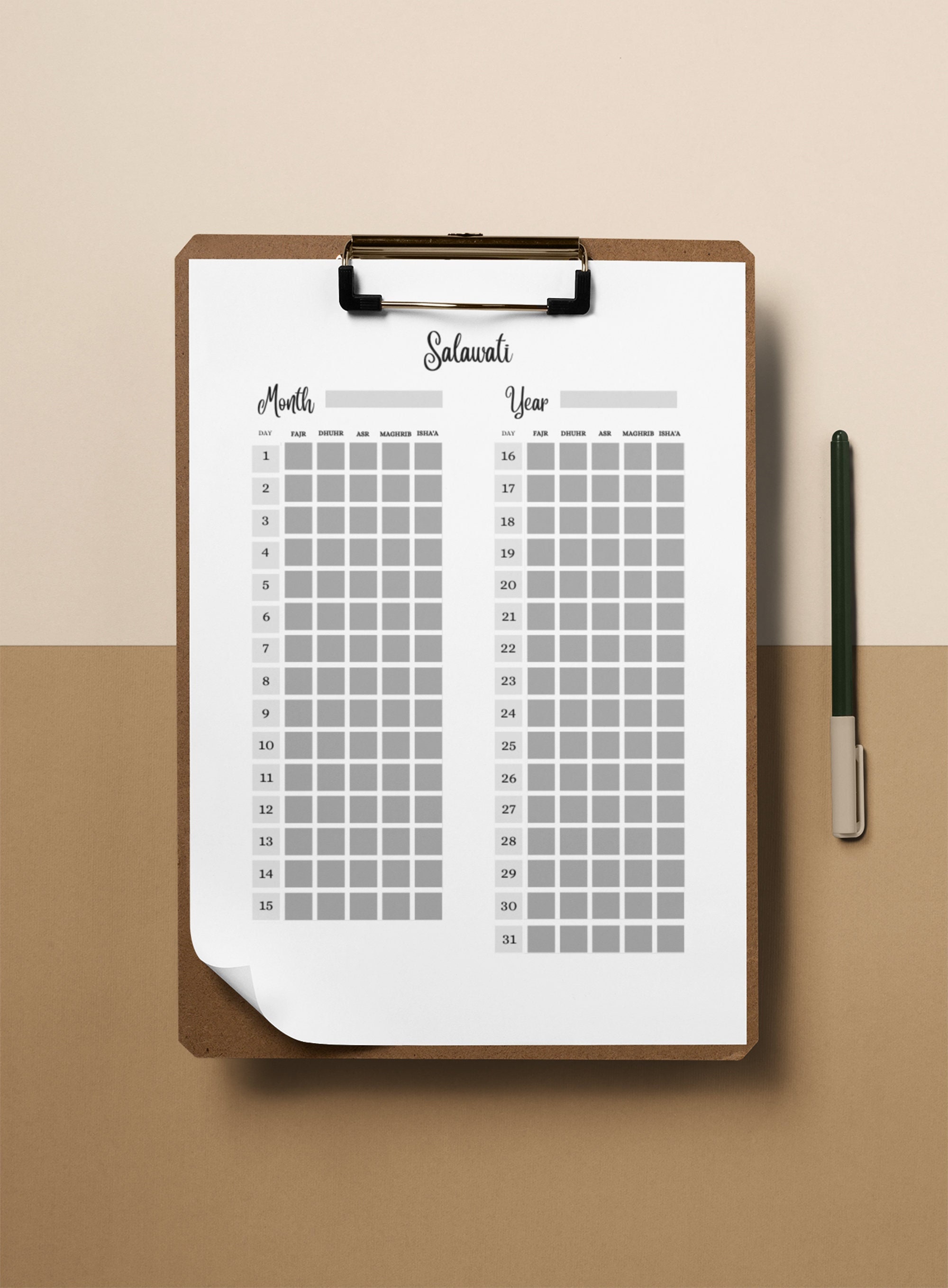 Salah Tracker: Simple Muslim Prayer Checklist (digital Download) - Etsy