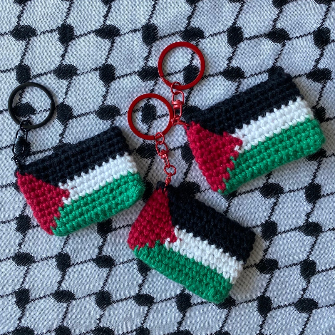 Crochet Palestine Flag Keychain | Handmade Falasteen Keyring | Free ...