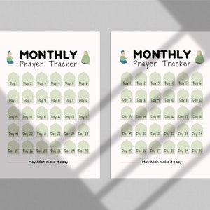 Salah Tracker Muslim Prayer Tracker Salah Tracker Checklist Islamic Art ...