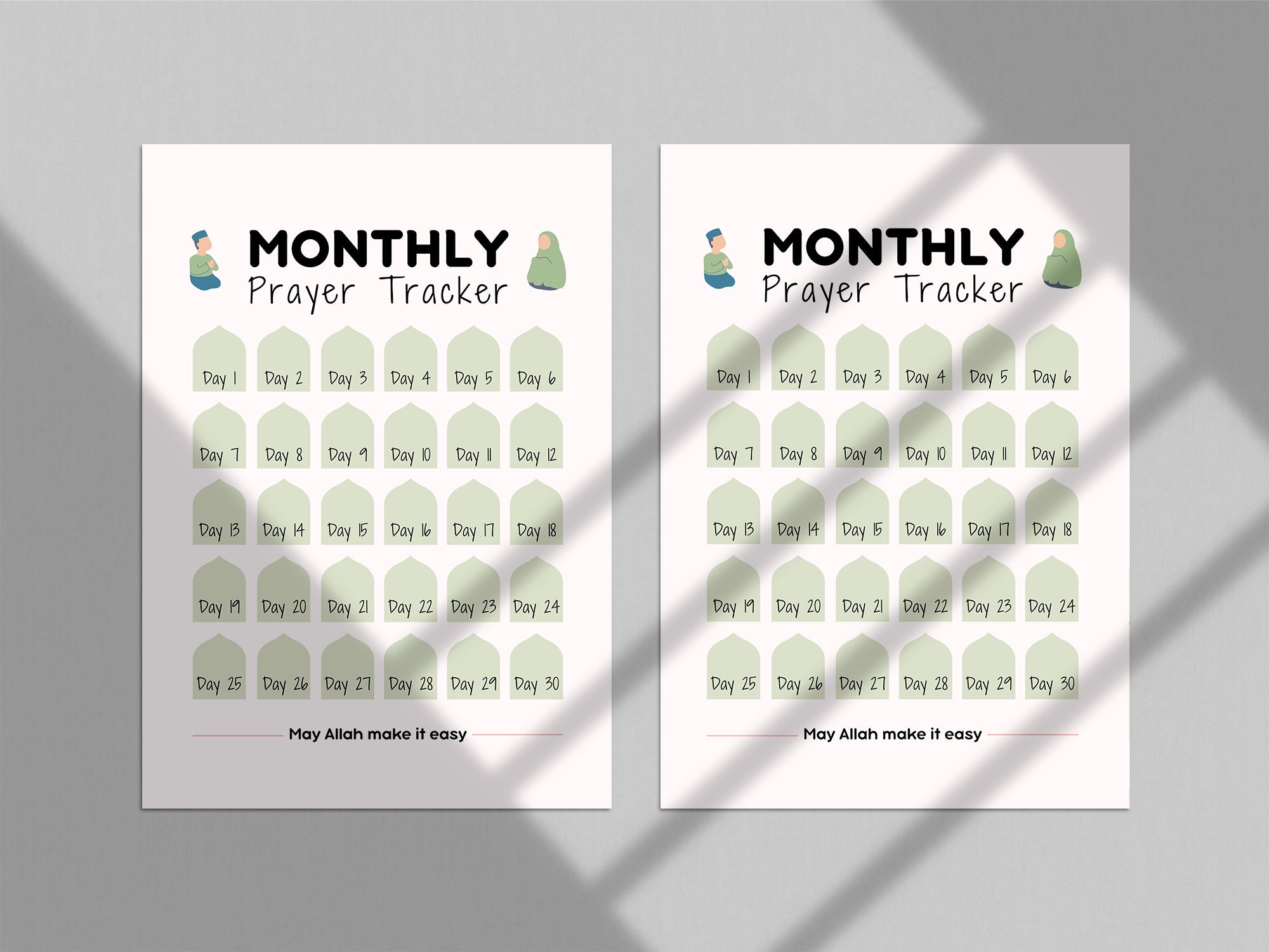 Salah Tracker Muslim Prayer Tracker Salah Tracker Checklist Islamic Art ...