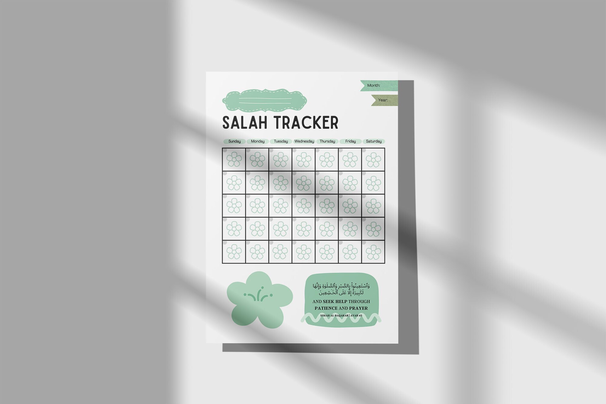 Flower Salah Tracker: Muslim Prayer Checklist (digital Download) - Etsy