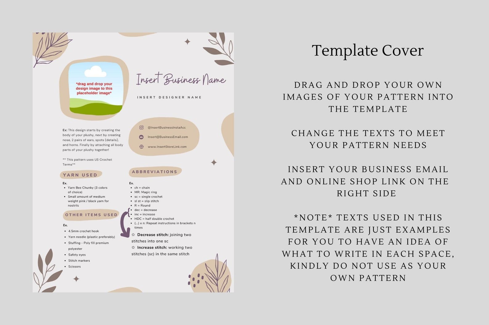 Crochet Knit Canva Pattern Template | White & Beige Abstract Theme ...