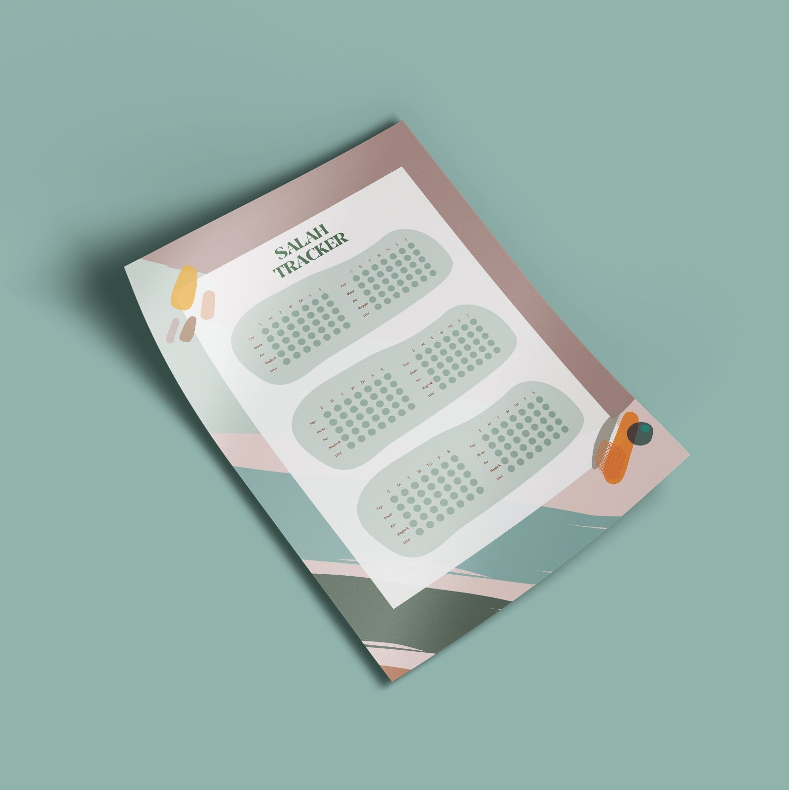 Salah Tracker Graphic Design Theme Muslim Prayers WEEKLY - Etsy