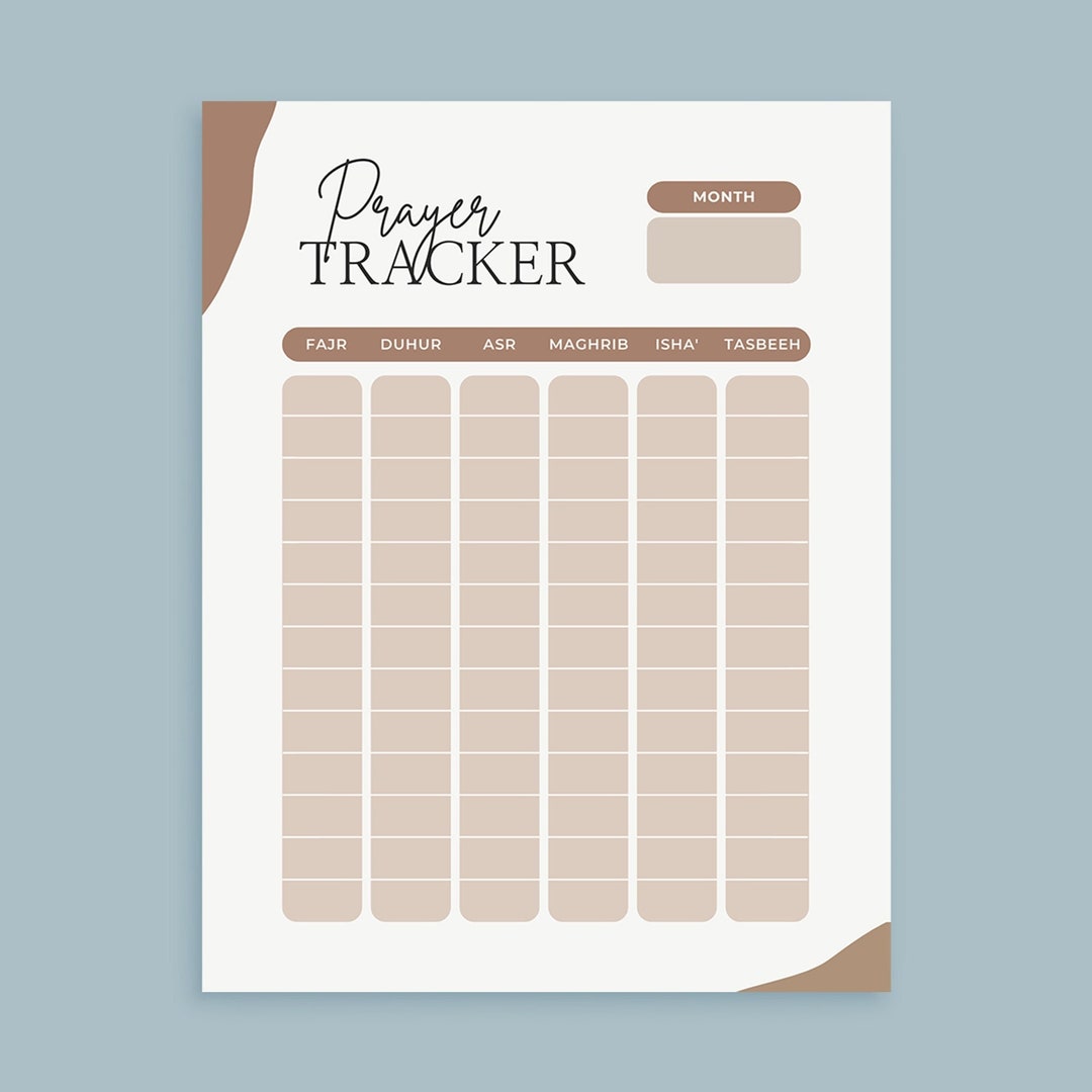 Salah Tracker | Muslim Prayer Tracker | Salah Tracker Checklist ...