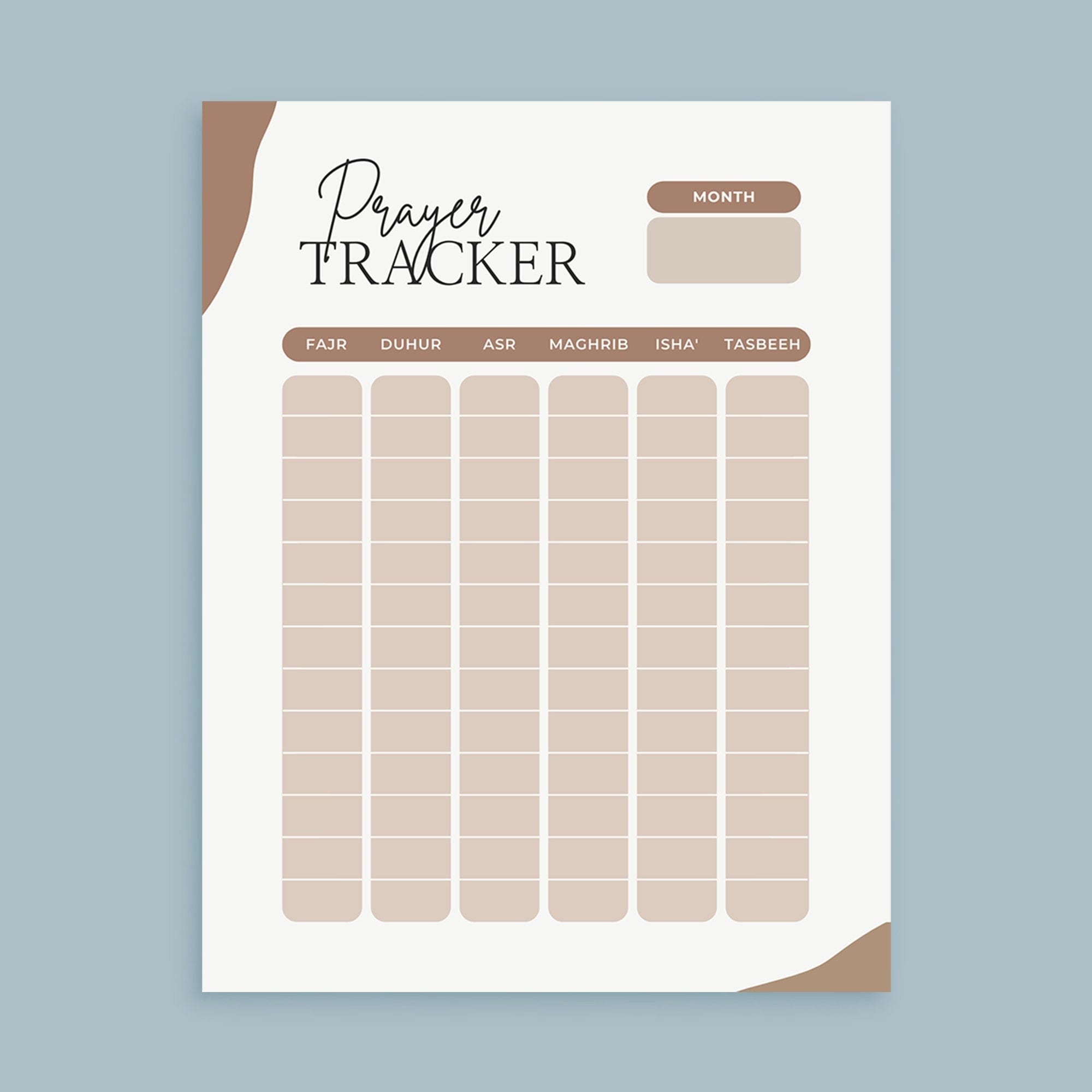 Salah Tracker | Muslim Prayer Tracker | Salah Tracker Checklist ...
