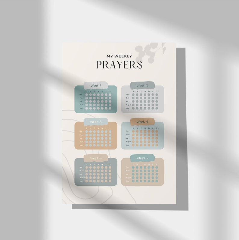 Ocean Theme Salah Tracker: Weekly Muslim Prayer Checklist (digital ...