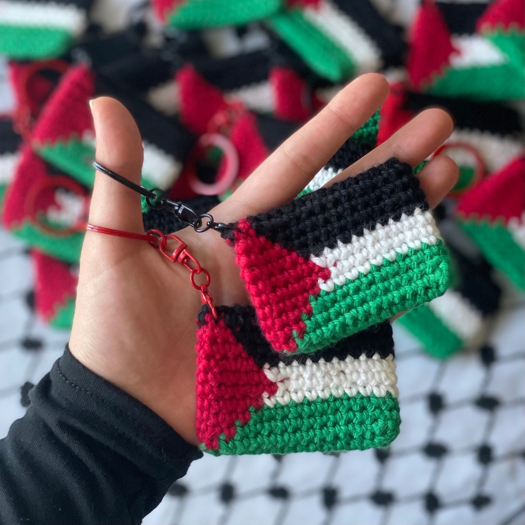 Crochet Palestine Flag Keychain | Handmade Falasteen Keyring | Free ...