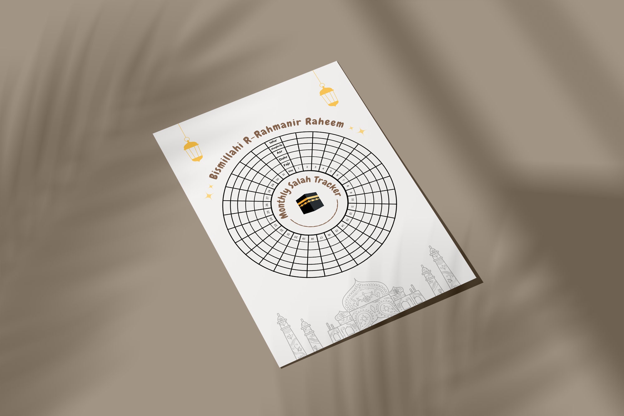 Monthly Salah Tracker: Islamic Prayer Checklist (digital Download) - Etsy