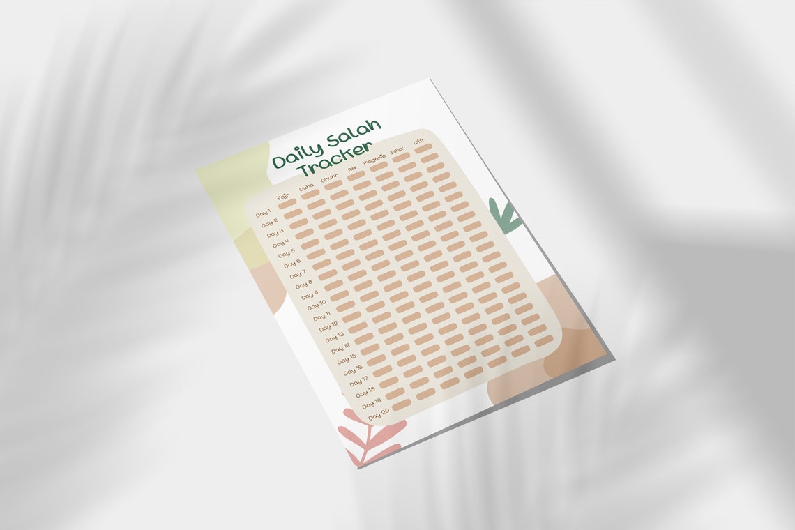 Salah Tracker Muslim Prayer Tracker Salah Tracker Checklist Islamic Art ...