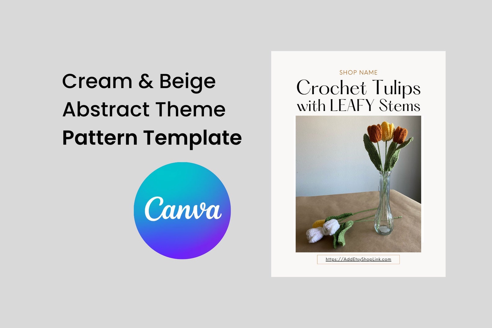 Crochet Knit Canva Pattern Template | Digital File | Elegant Beige ...