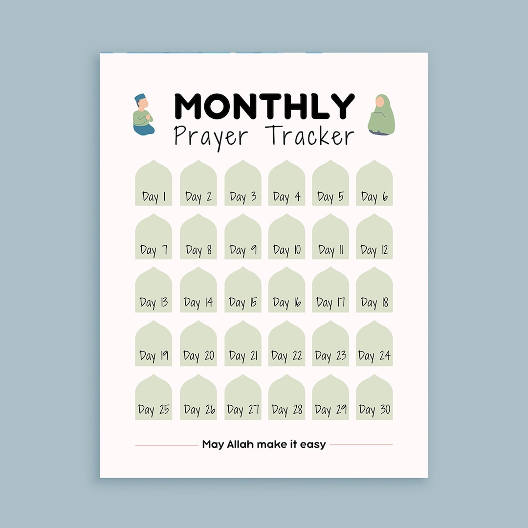 Salah Tracker Muslim Prayer Tracker Salah Tracker Checklist Islamic Art ...