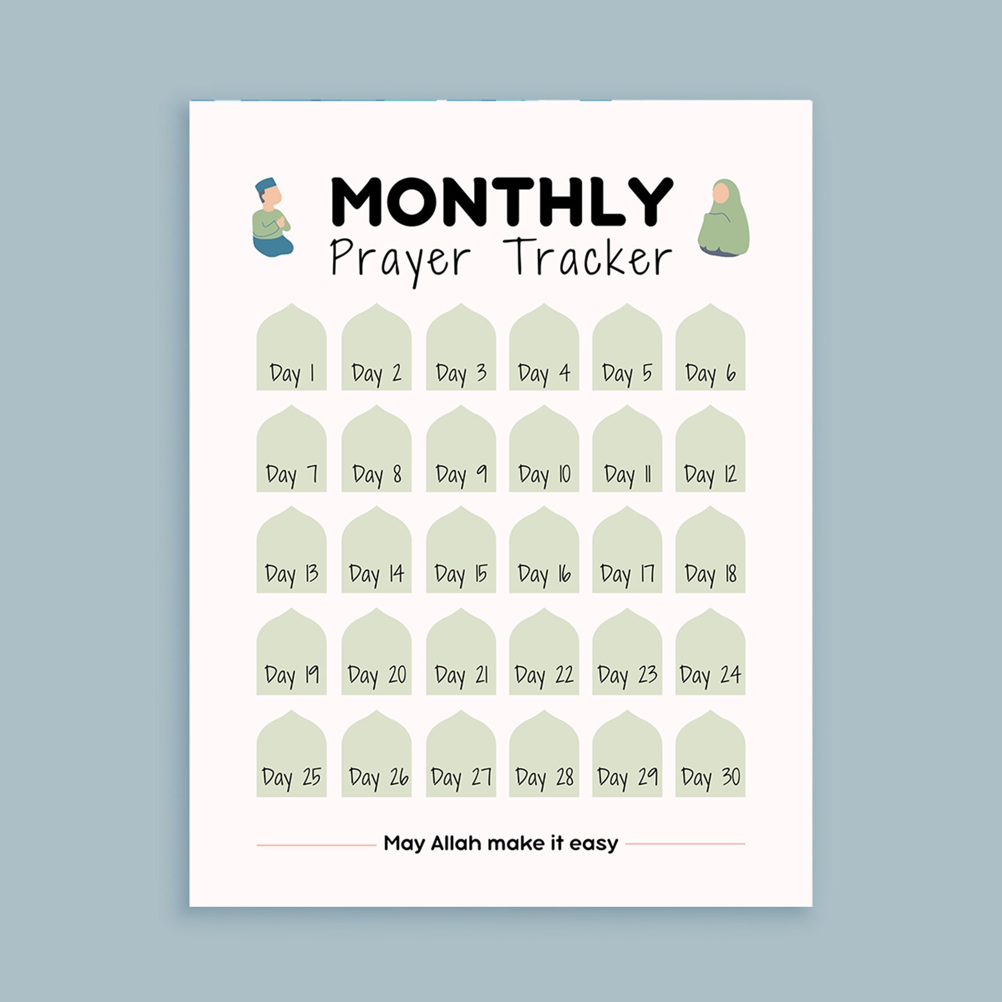 Salah Tracker Muslim Prayer Tracker Salah Tracker Checklist Islamic Art ...