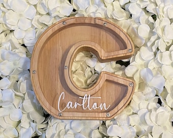 Wooden Letter Money Box - Etsy UK