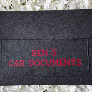 Personalised Car Documents Folder, Car Paperwork Organiser, Felt Folder ...