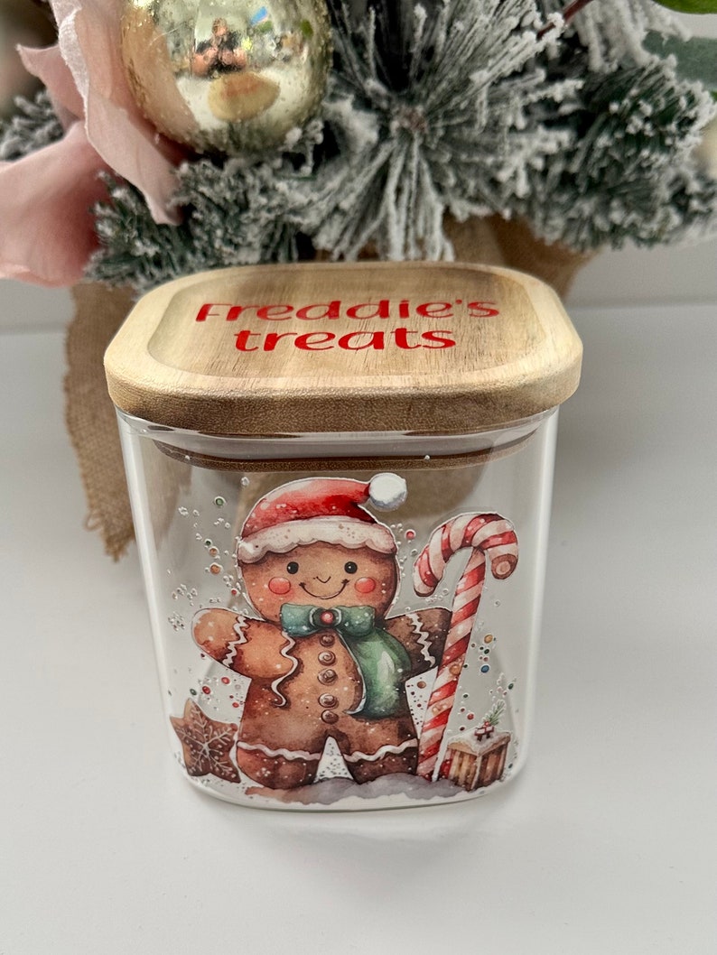 Personalised Gingerbread Man Treat Jar, Glass Storage Jar With ...