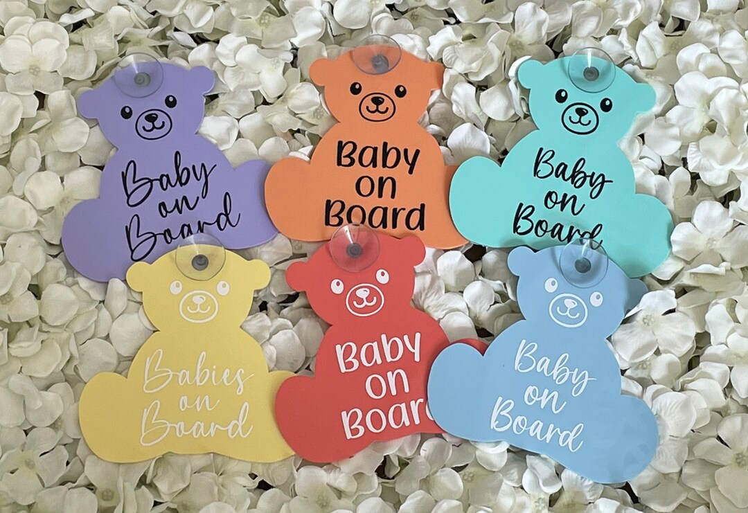 Personalised Baby on Board Car Window Sign, Baby Car Safety Sign, Teddy ...