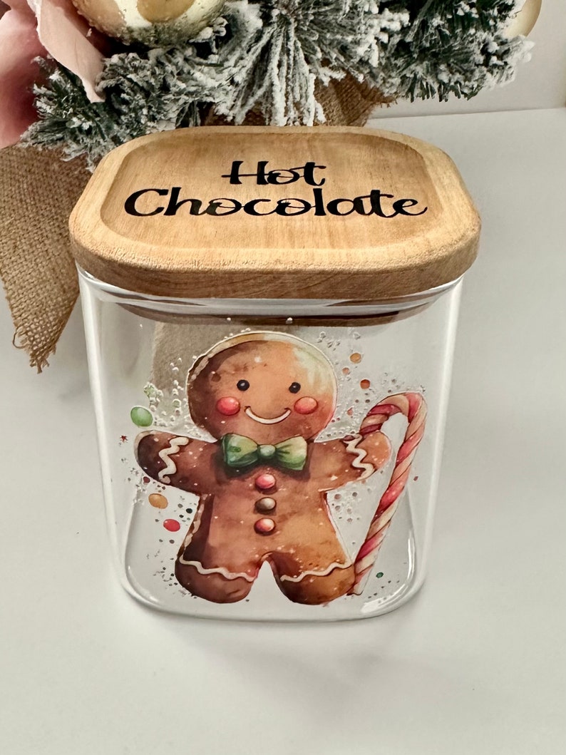 Personalised Gingerbread Man Treat Jar, Glass Storage Jar With ...