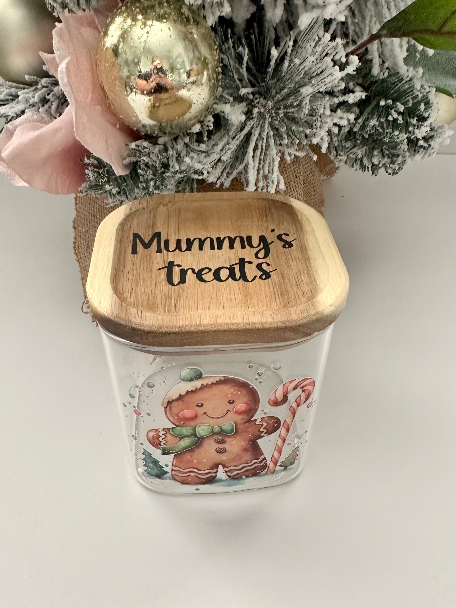 Personalised Gingerbread Man Treat Jar, Glass Storage Jar With ...