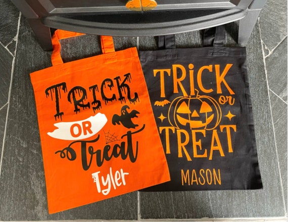 Personalised Trick or Treat Bag Kids Sweet Bag Reusable - Etsy UK