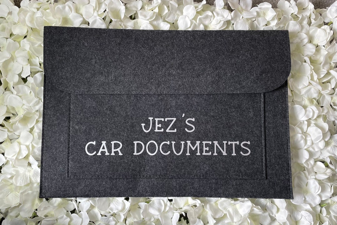 Personalised Car Documents Folder, Car Paperwork Organiser, Felt Folder ...