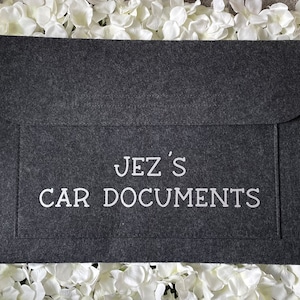 Personalised Car Documents Folder, Car Paperwork Organiser, Felt Folder ...