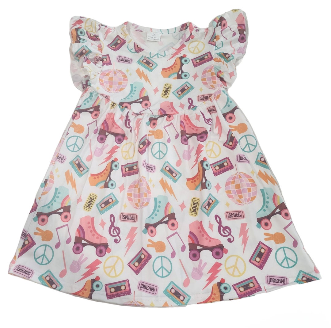 Roller Skating Party Flutter Sleeve Dress - Etsy
