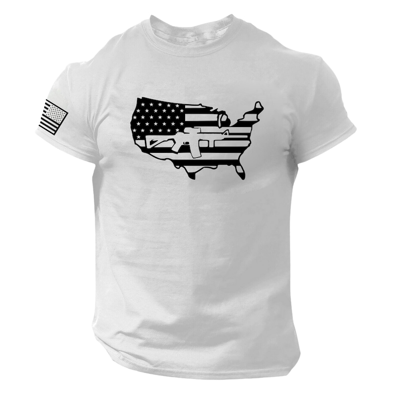USA American Flag 2nd Amendment 2A T Shirt, Patriotic, Veteran, Mens ...