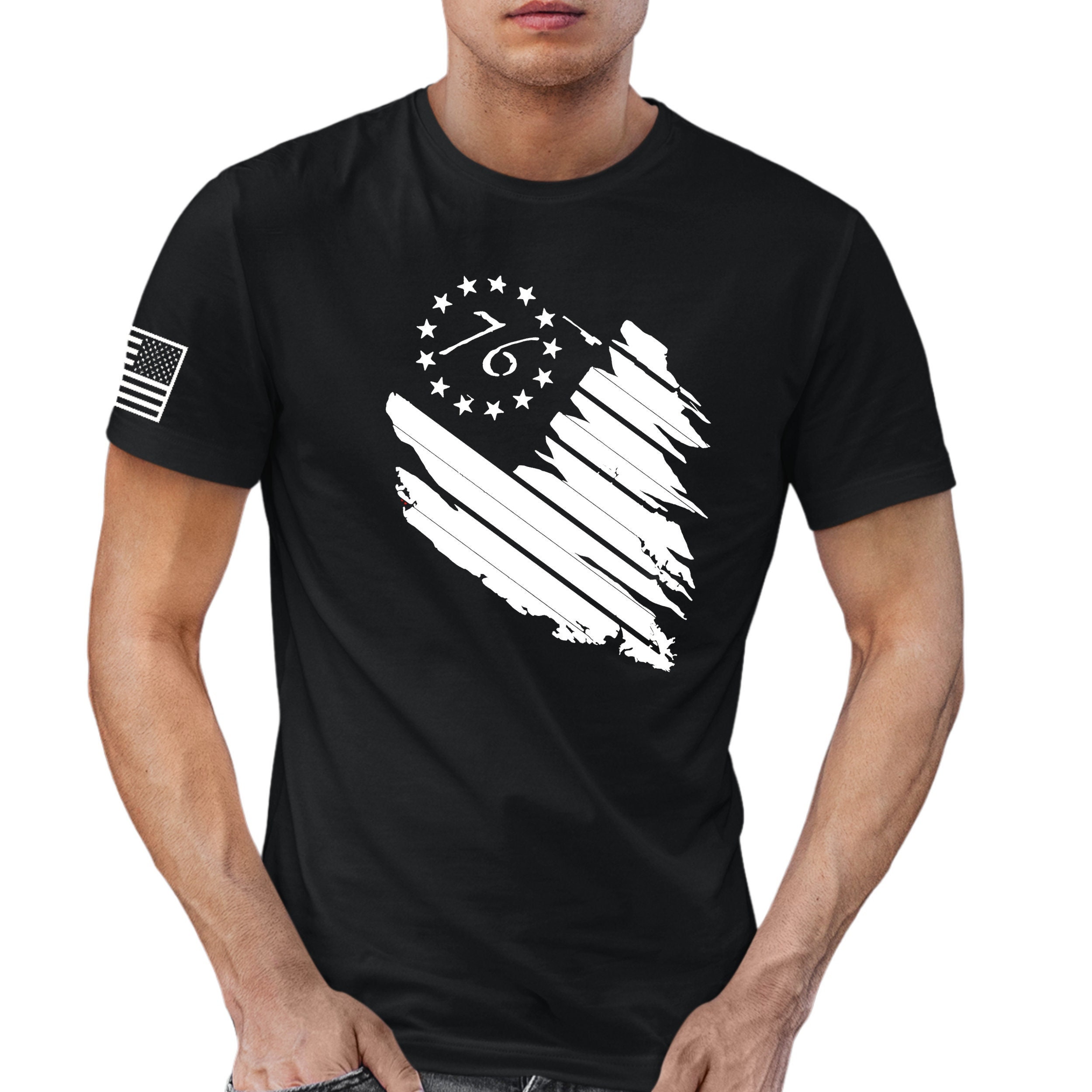 1776 Distressed Flag T-SHIRT Betsy Ross American Patriotic Vintage ...