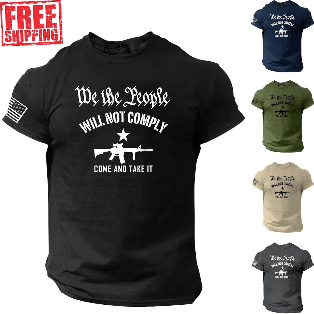 2nd Amendment T-shirt 2A American Flag Patriotic USA Veteran Military S ...