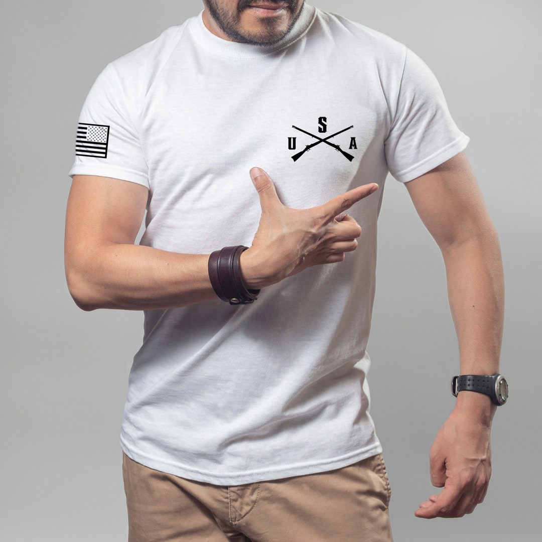 USA Crossed Muskets Left Chest Design Shirt, American Shirt, Patriotic ...