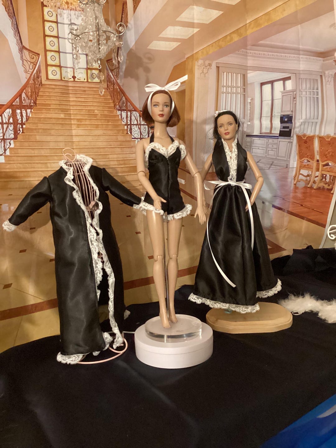 Black Doll Nightgown Set: Robe, Teddy, Gown - Fits Tyler Wentworth 16 ...
