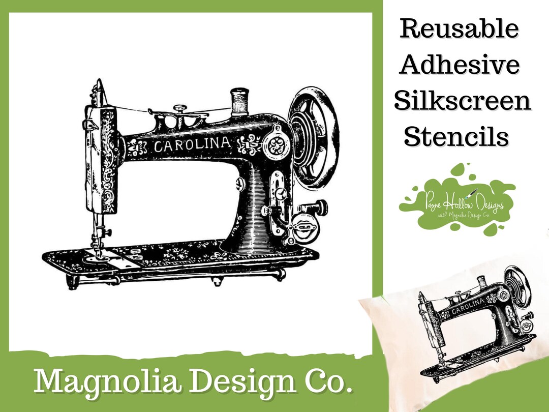 Sewing Machine Stencil Magnolia Design Co 11 X 11 Reusable Silkscreen ...