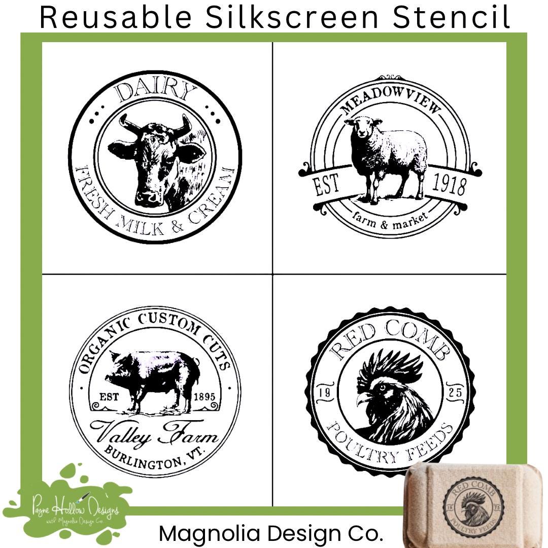 Farmhouse Labels Stencil Magnolia Design Co 10 X 10 Reusable Silkscreen ...