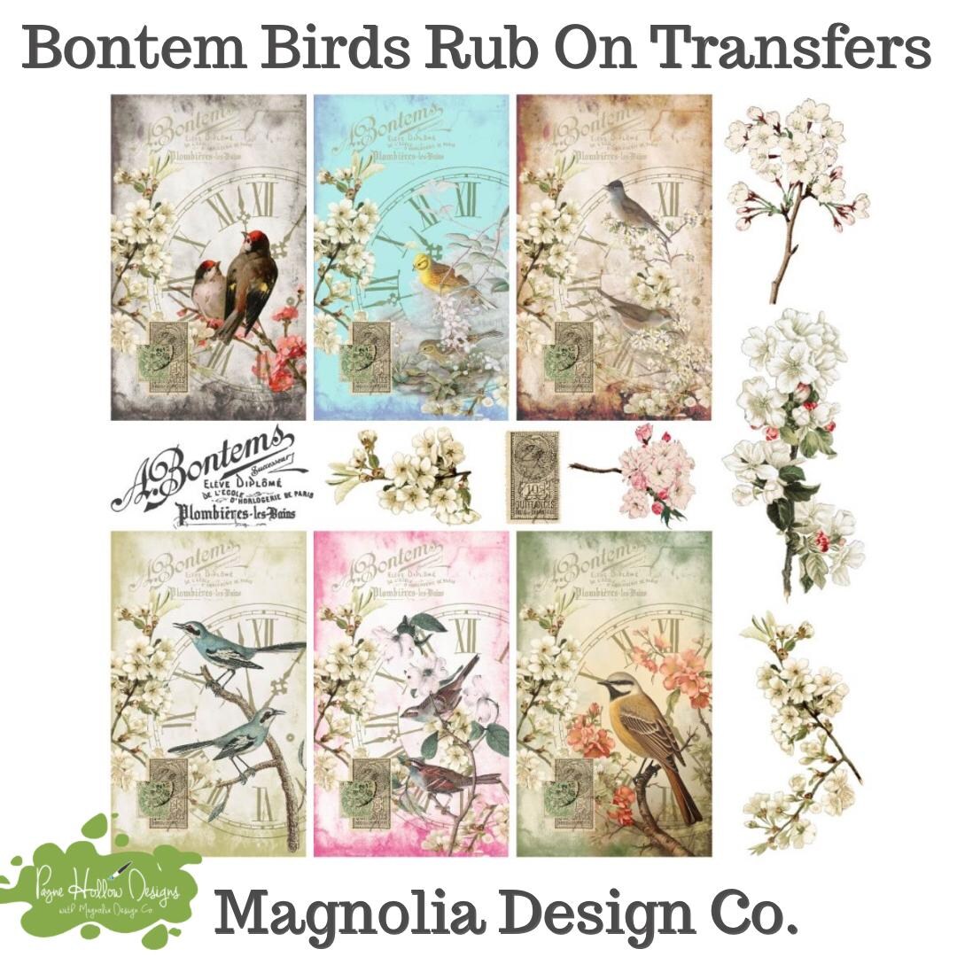 Bontem Birds Transfer • by Magnolia Design Co • Rub on Transfer • 12 X ...