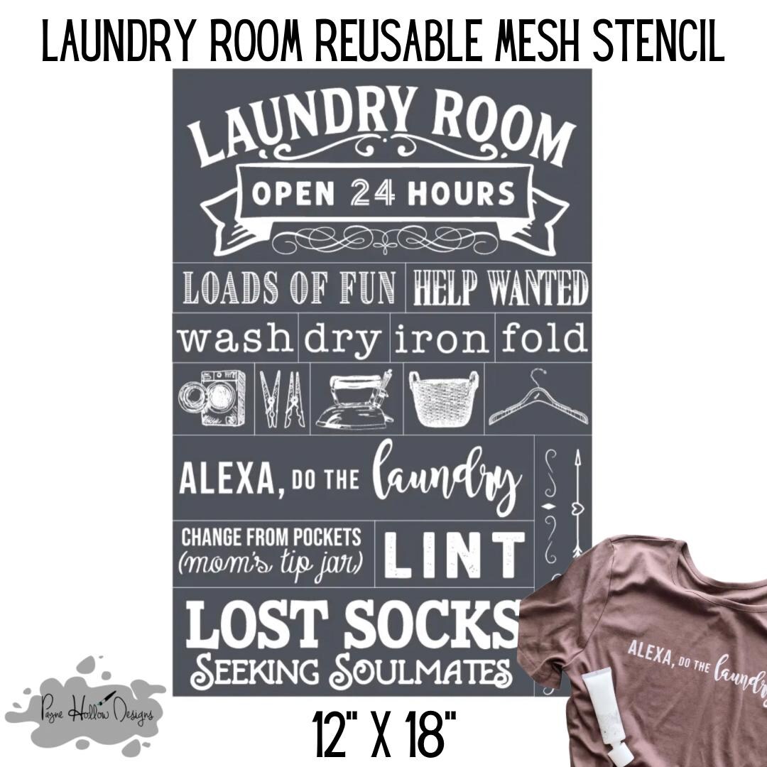 Laundry Room Reusable Mesh Stencil • 12 X 18 • Silkscreen Stencil • DIY ...