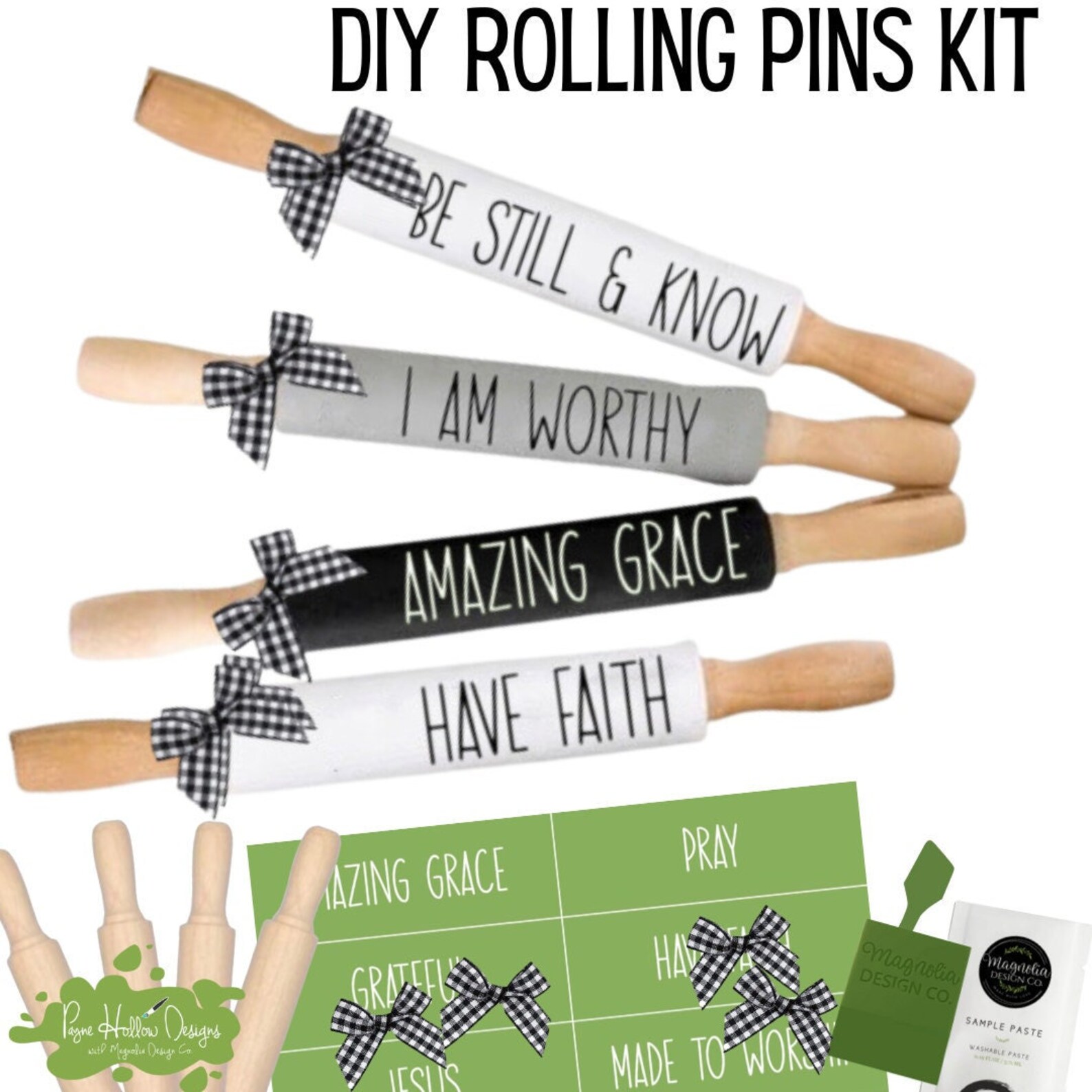 Faith Stencil Kit • Mini Rolling Pins DIY • Set of 4 • Magnolia Try Me ...