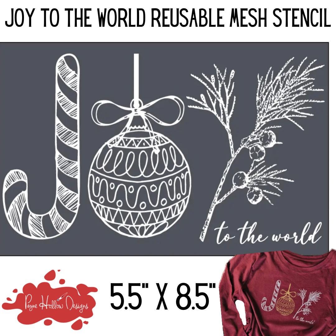 Joy to the World Stencil • Reusable Mesh Stencil • 5.5 X 8.5 • DIY ...