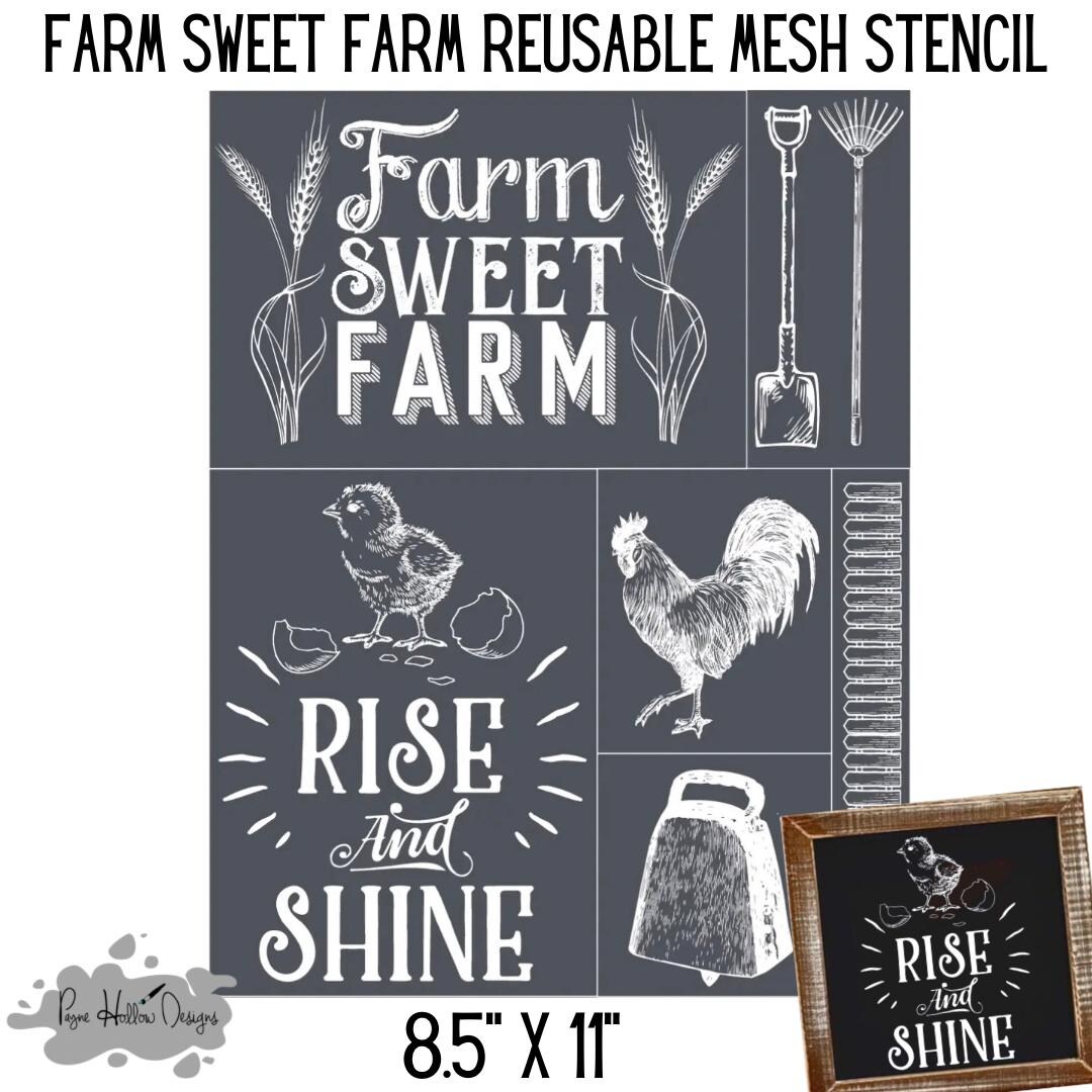 Farm Sweet Farm Reusable Mesh Stencil • 8.5 X 11 • Silkscreen Stencil ...