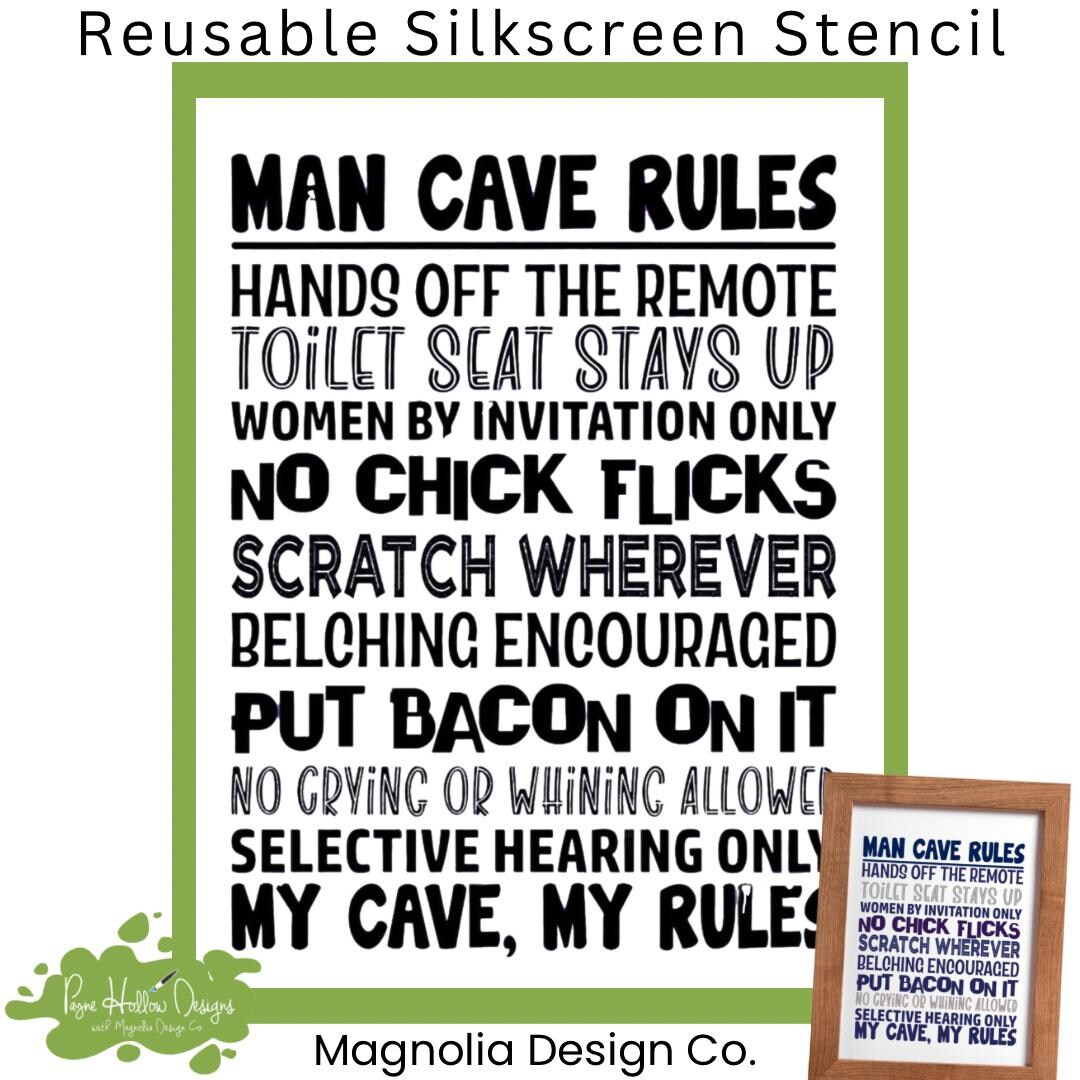 Man Cave Stencil • Magnolia Design Co • 8.5 X 11 • Reusable Silkscreen ...