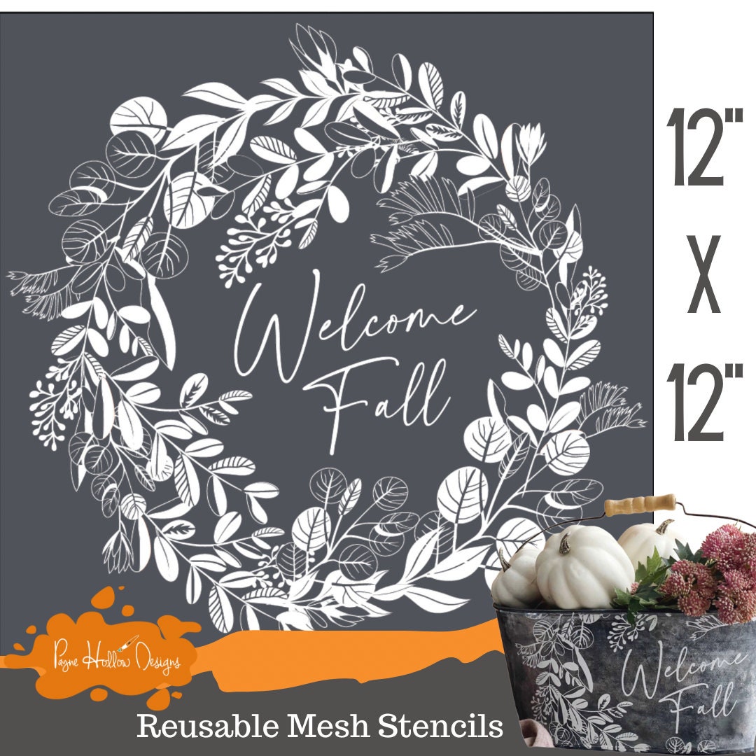 Welcome Fall Wreath Stencil Reusable Mesh Stencil 12 X 12 - Etsy