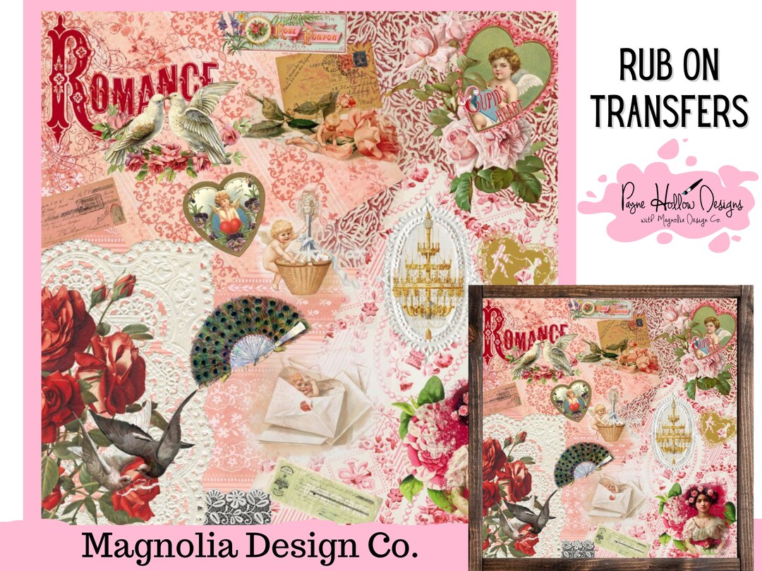Pink Romance Transfer by Magnolia Design Co Rub on Transfer 12 X 12 ...