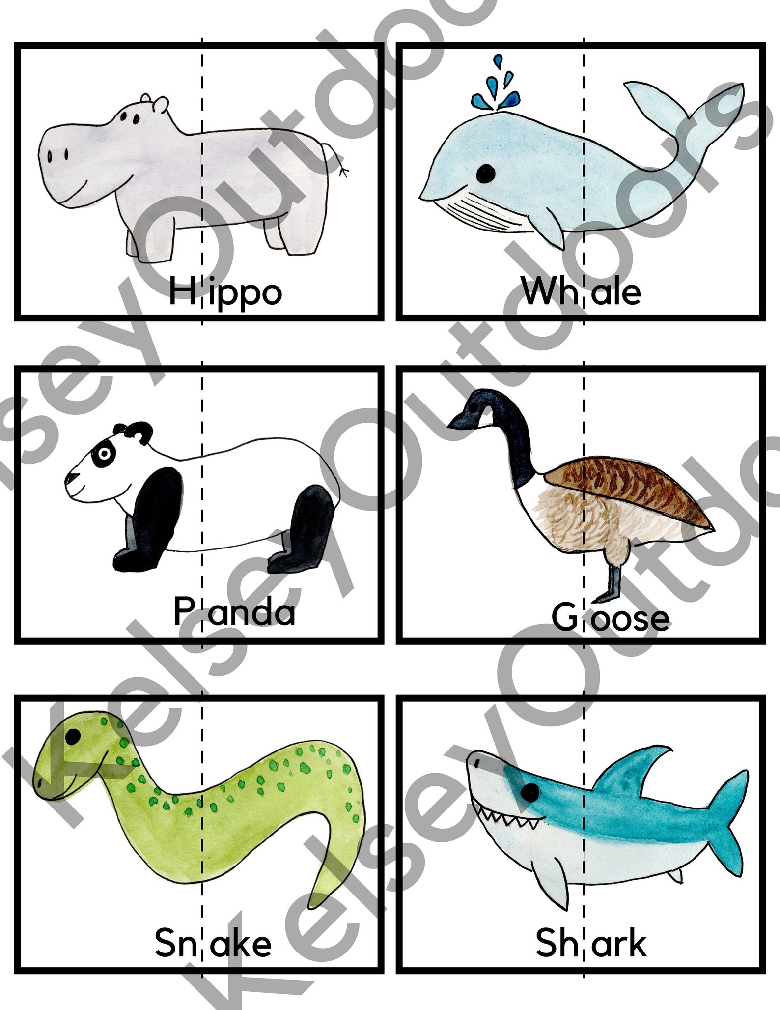 Mix and Match Animal Cards - Etsy